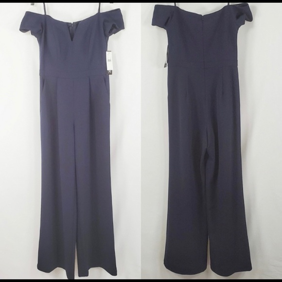 Xscape | Pants & Jumpsuits | Xscape Off The Shoulder Jumpsuit Navy New ...